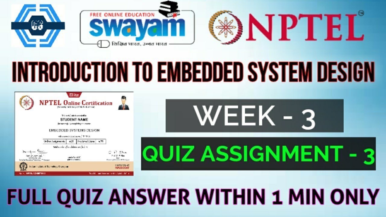 Introduction to Embedded System Design - NPTEL 2024 || WEEK 3 ...