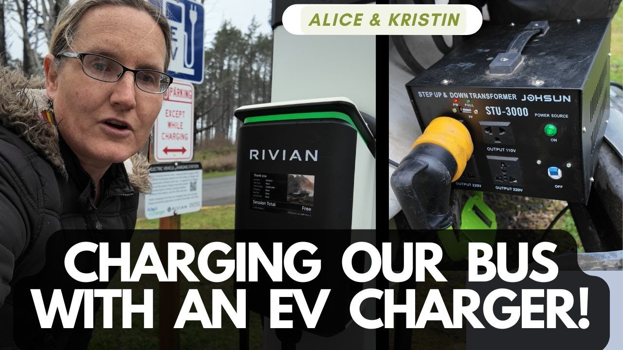 Charging our BUS house batteries with an EV Charger - YouTube