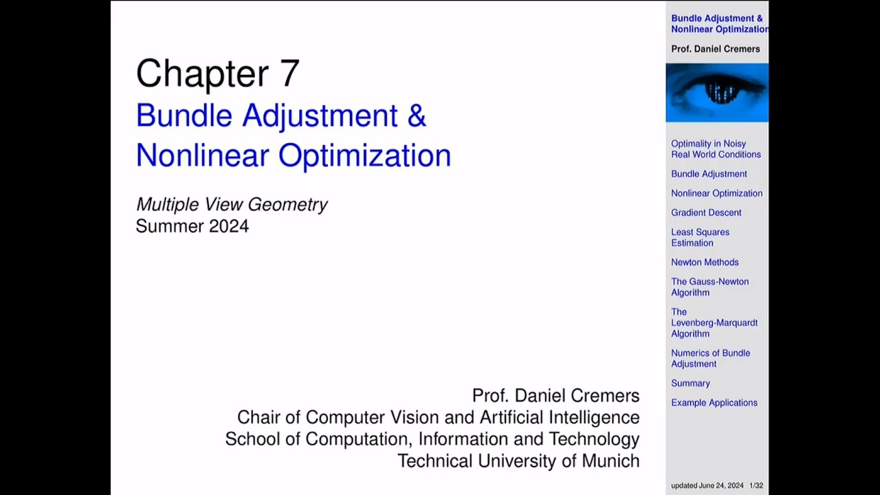 MVG - Lecture 12: Bundle Adjustment & Nonlinear Optimization (Part 2 ...