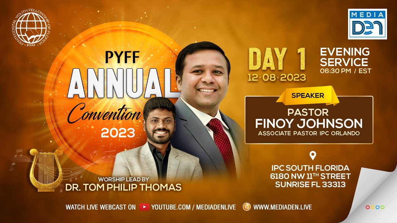 PYFF ANNUAL CONVENTION 2023 || 08th DEC || DAY 01 || PASTOR FINOY ...