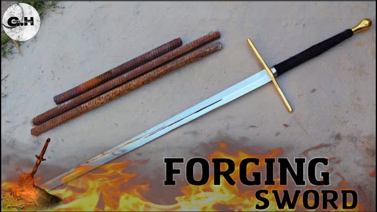 Forging a SWORD out of Rusted Iron REBAR - YouTube