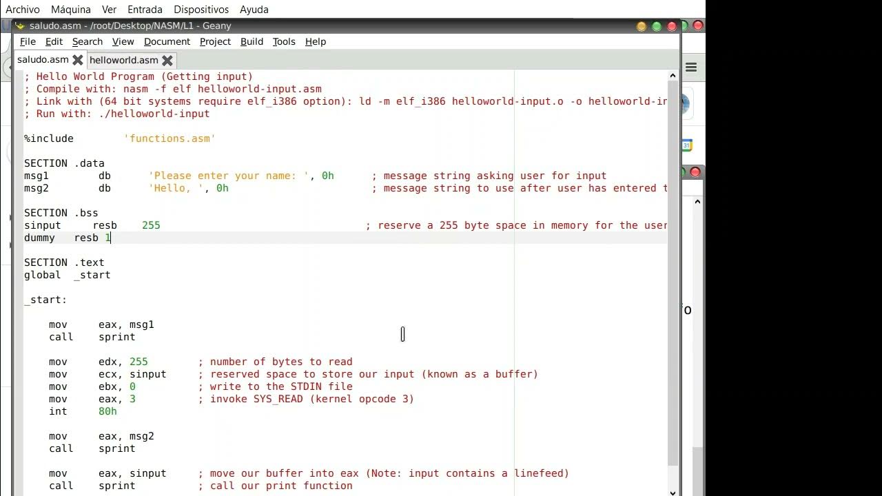 Hola Mundo NASM - YouTube