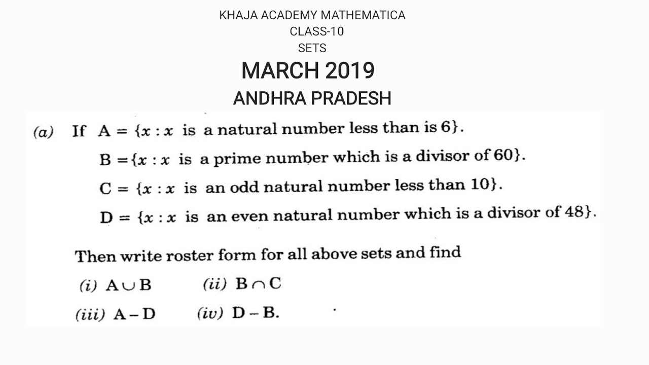 Write roster form. CLASS-10 SETS MARCH 2019 ANDHRA PRADESH - YouTube