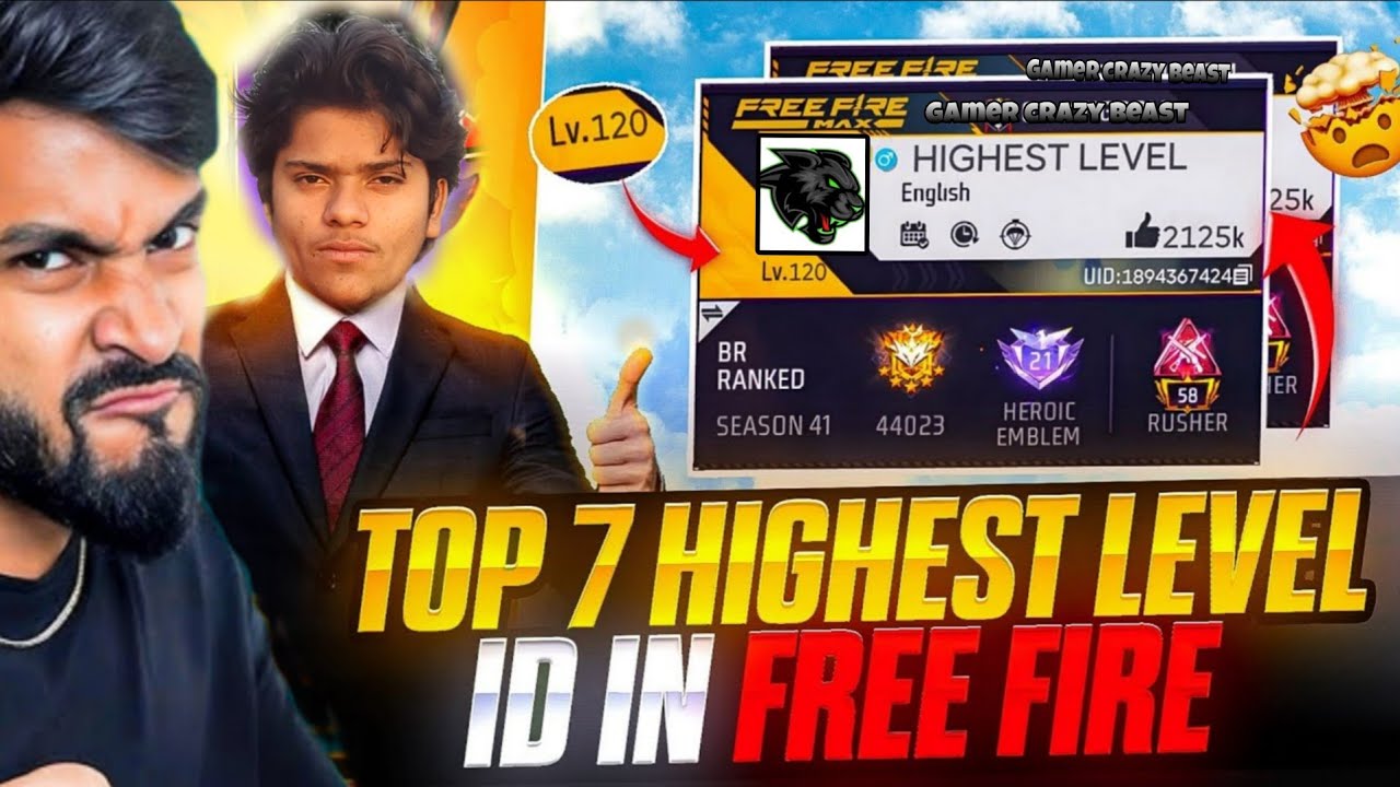 Top 7 [ 100+ ] Level Player Id in Free Fire || World Highest Level Id's ...