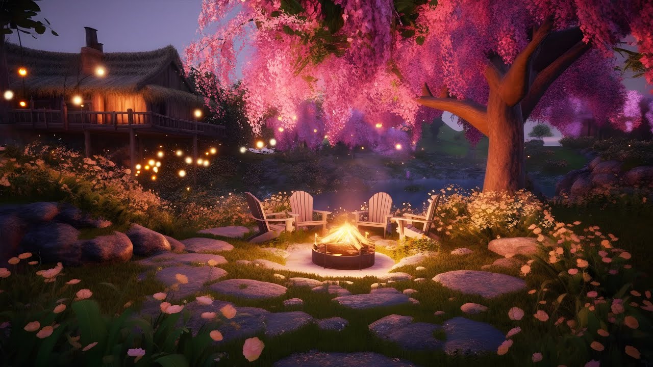Cozy Spring Night Ambience with Campfire - Fireplace Sounds - Sleep ...
