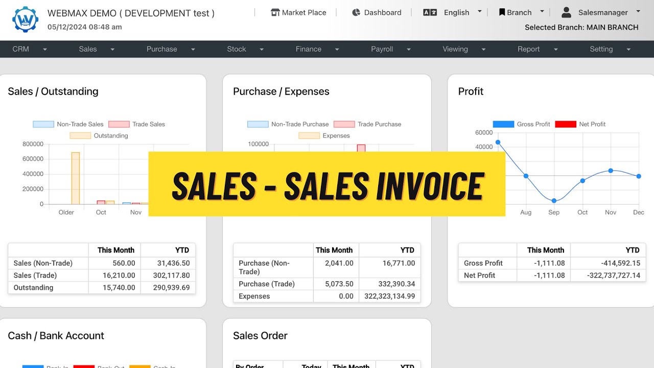 (华语) Sales - Sales Invoice (Webmax ERP System) (V3) - YouTube