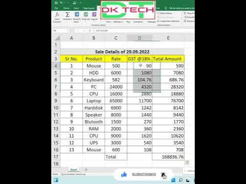 How to Calculate GST in Excel | Excel Formulation | Excel Tips ...