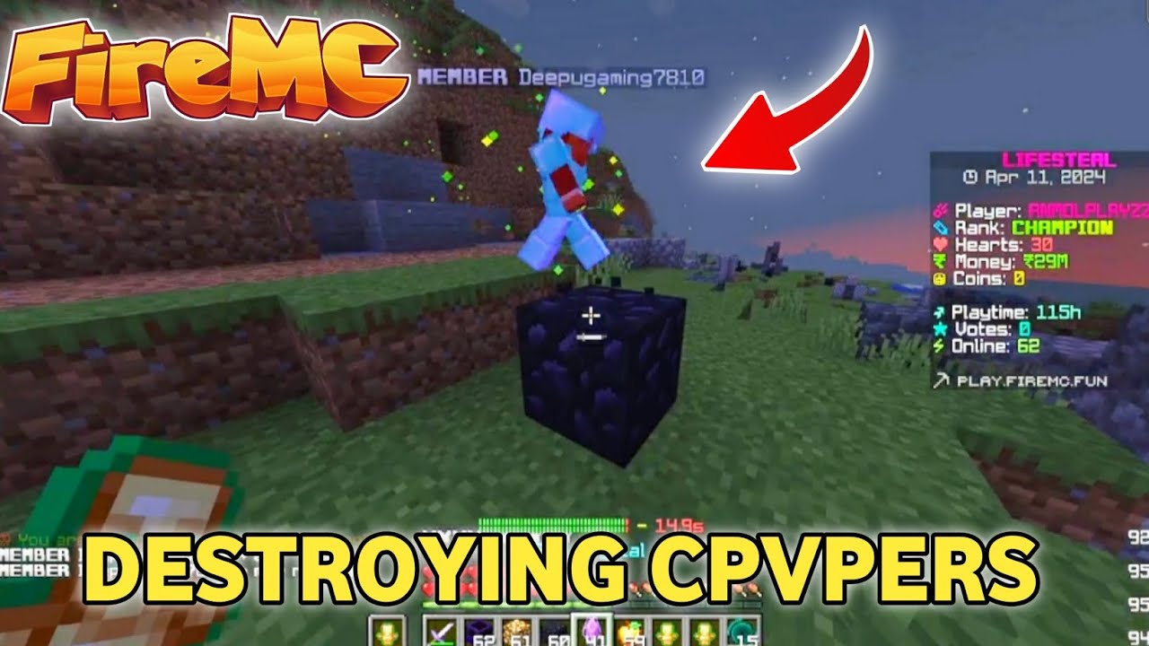 Destroying Warp Cpvpers Players in Fire Mc || FIRE MC || @PSD1 - YouTube
