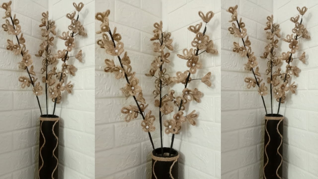 How to Make Jute Flower and Vases | Making With Jute Flower and Vases ...