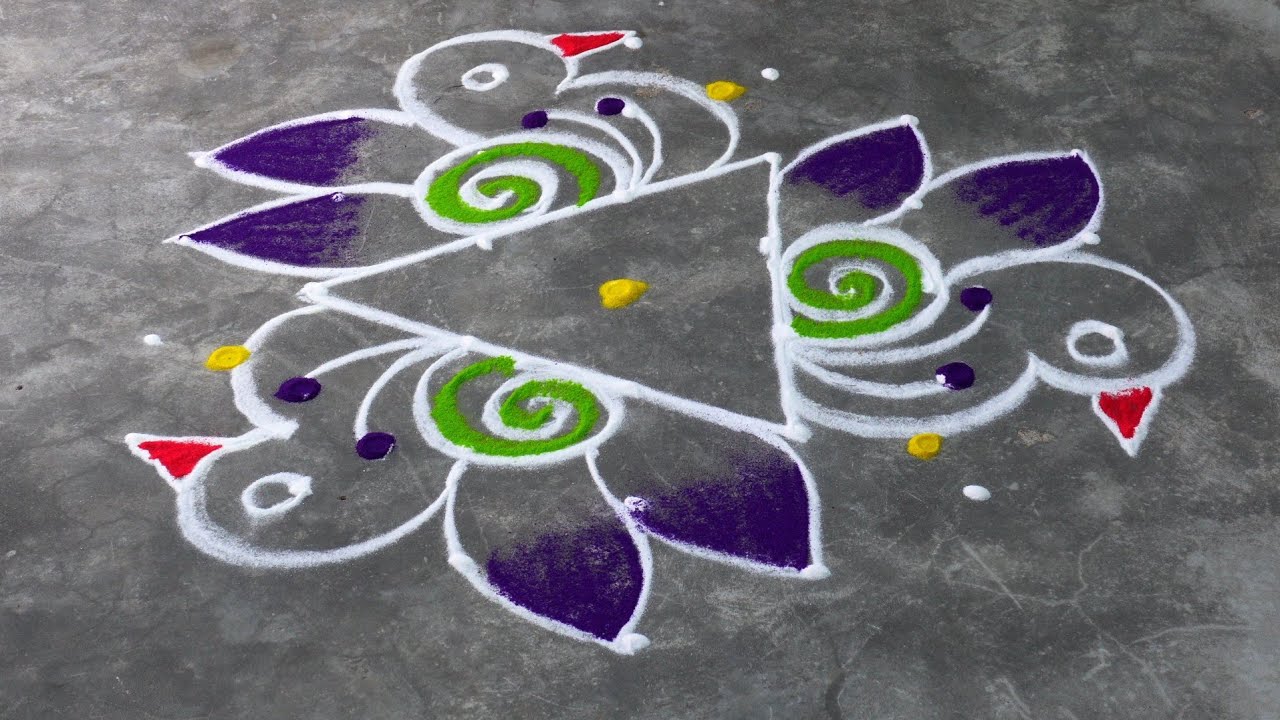 Birds 🐦 rangoli || festival rangoli || rangoli || - YouTube