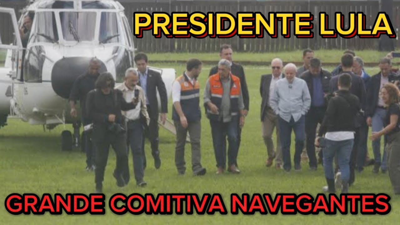 Presidente Lula chega em grande comitiva aeroporto navegantes aeronave ...