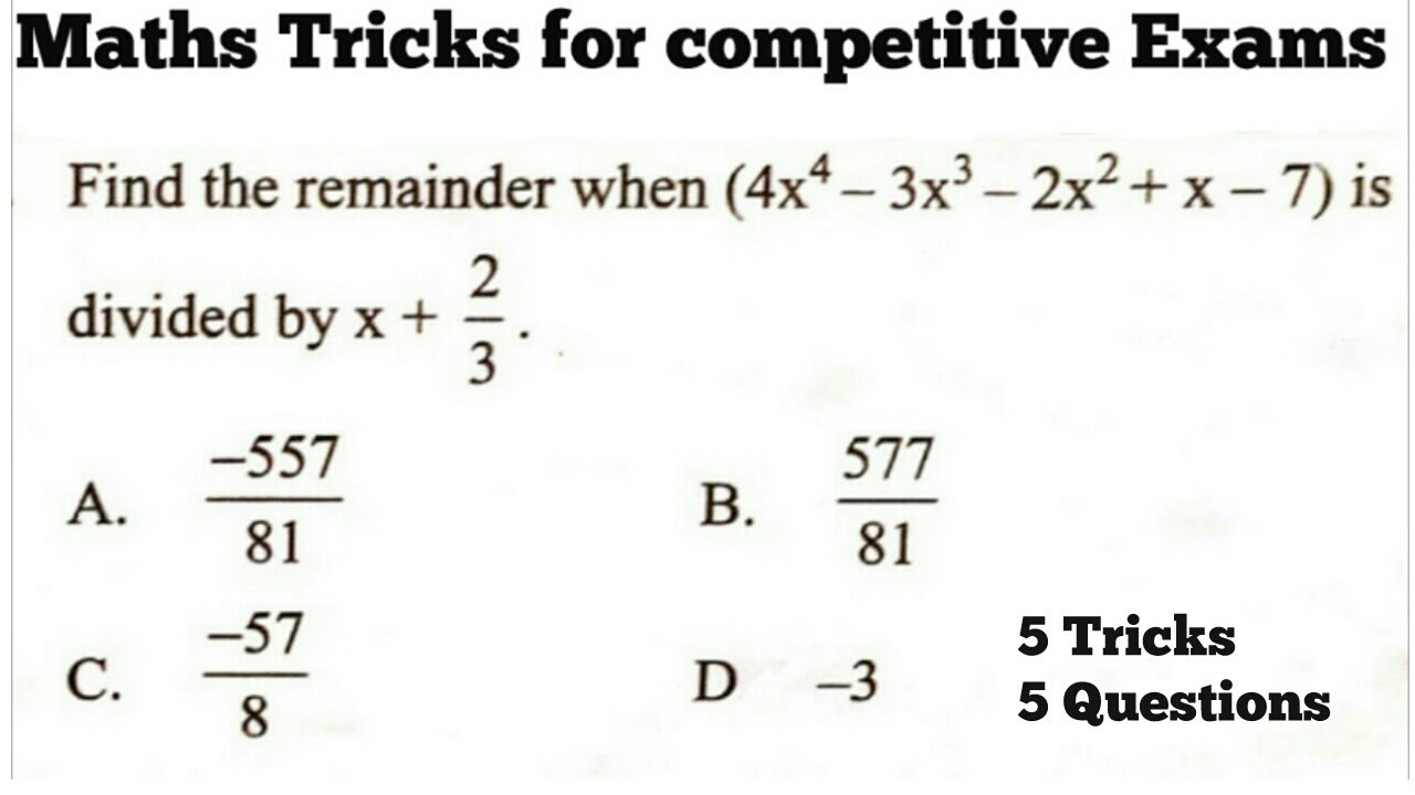 Math tricks for Competitive exams, algebra tricks for ntse exam ...