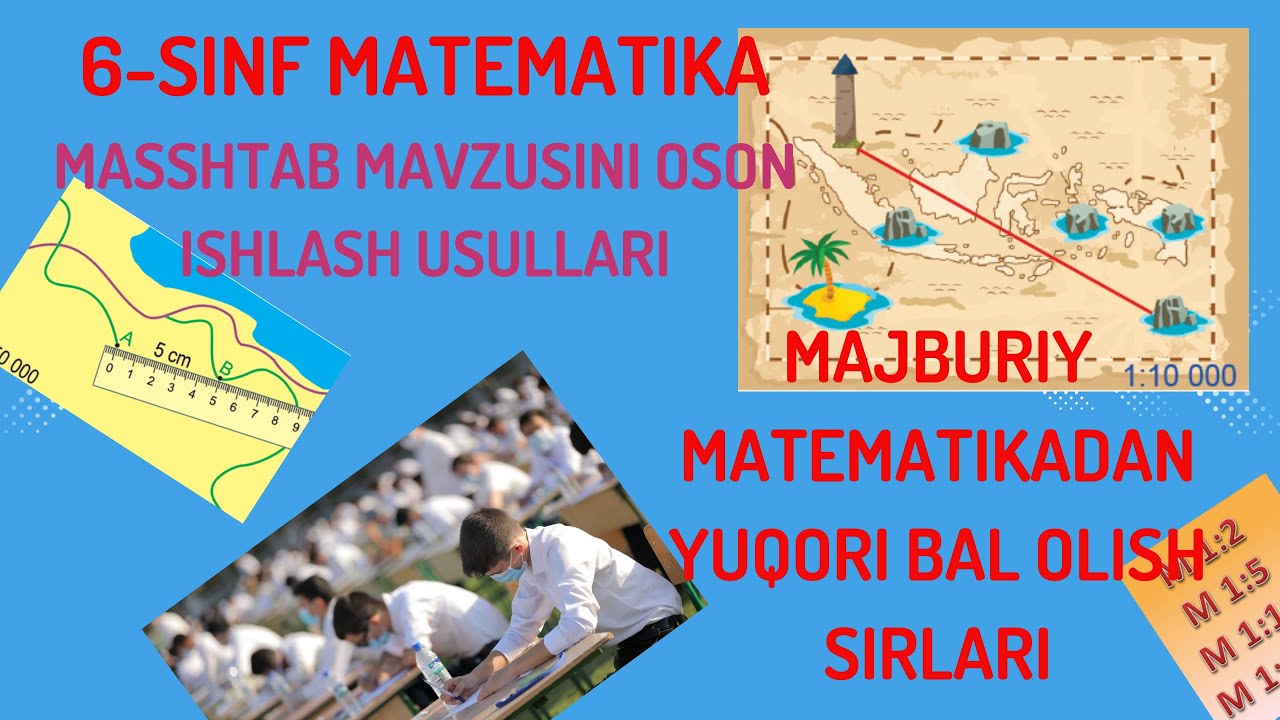 6 sinf matematika darsligi Masshtab mavzusini 6 mashqi yechimi - YouTube