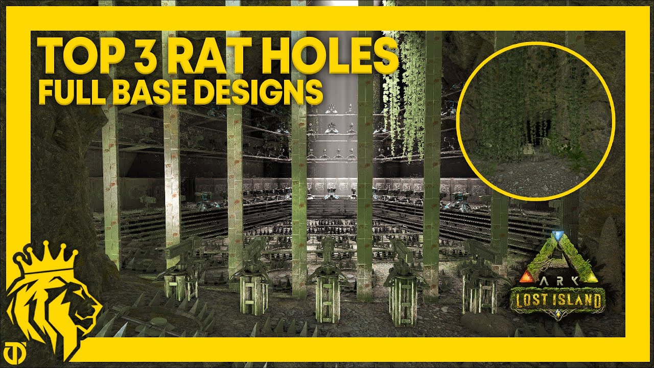 TOP 3 RAT HOLES on LOST ISLAND W/ FULL Base Designs | REMASTERED | ARK ...