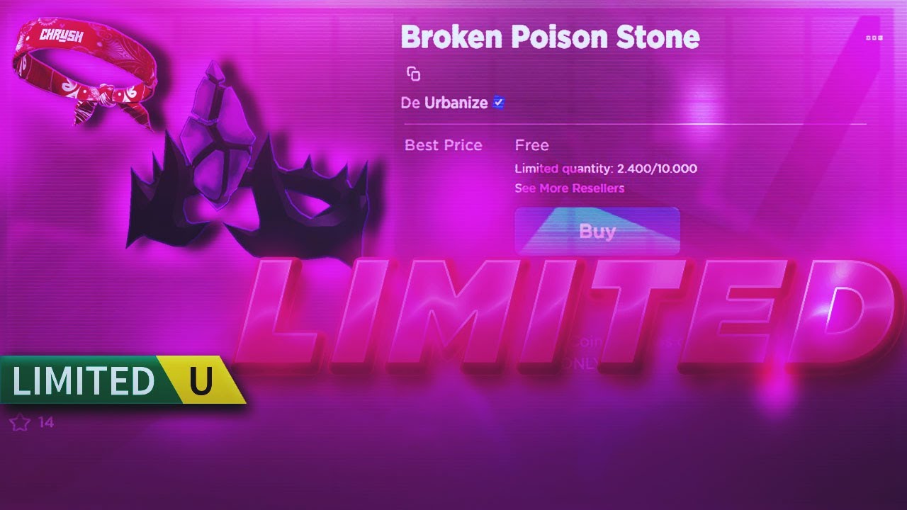 🧢 NUEVO LIMITED *GRATIS* DE LA BROKEN POISON STONE EN ROBLOX! - YouTube