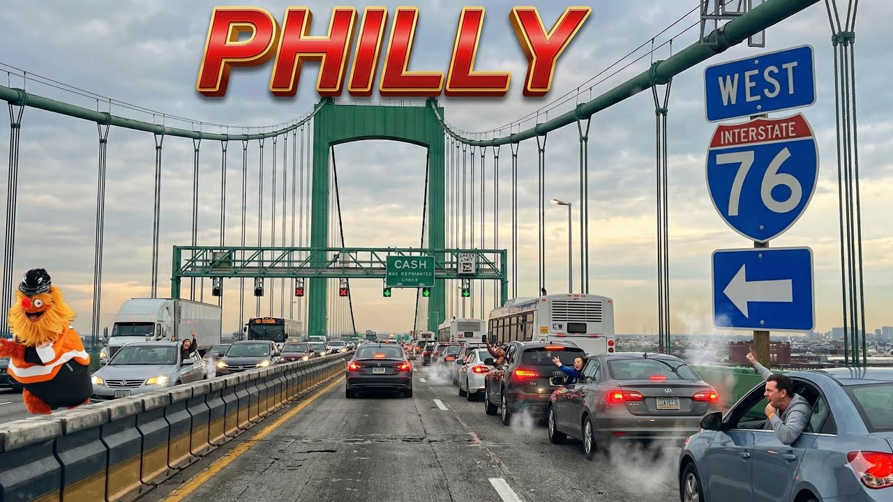 The Walt Whitman Bridge and i-76 with Landmarks Through Philly - Come ...