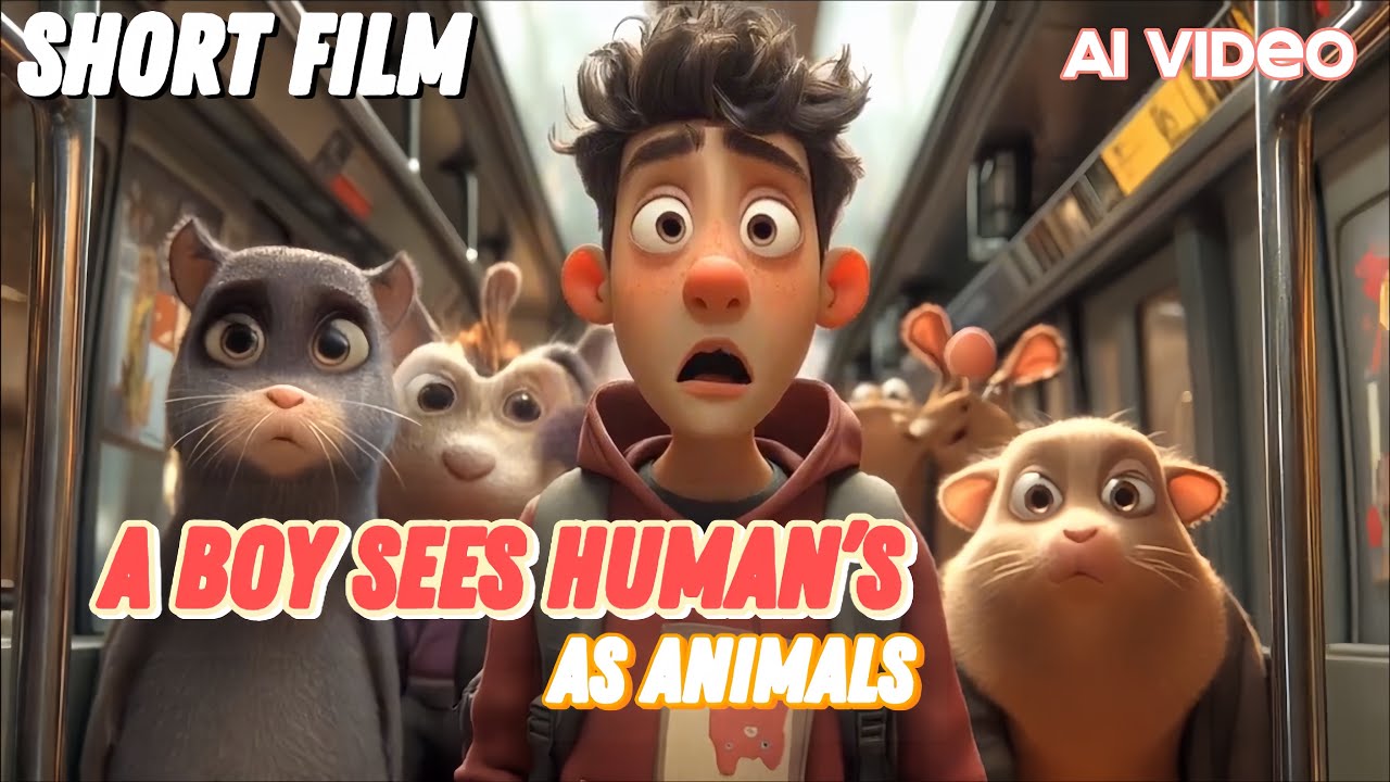 Ai Short Film {a boy sees humans as animals} #aianimation #long #funny ...