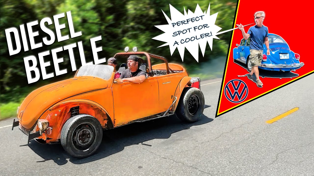 Homemade Diesel INLINE 3 Baja Beetle Hits the Streets! - YouTube