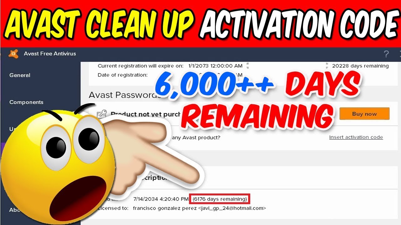 Avast Cleanup Activation Code 2018 | Valid Up To 2034 | 6000++ Days ...