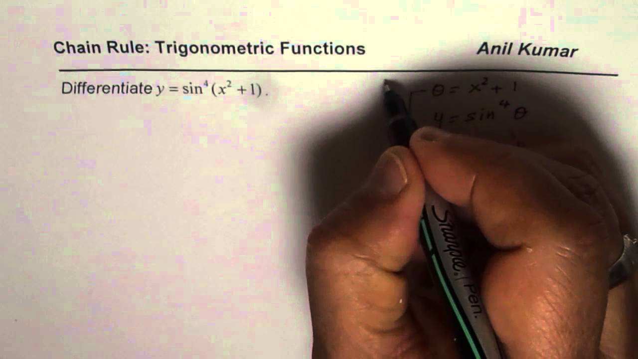 Derivative of Trig Function with Substitution and Chain Rule - YouTube