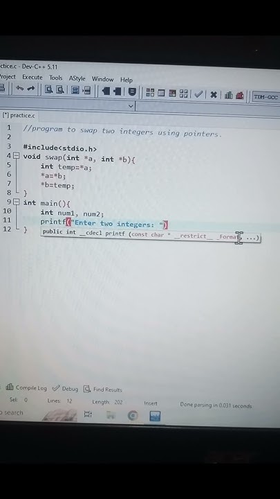 program to swap two integers using pointer #foryou #program - YouTube