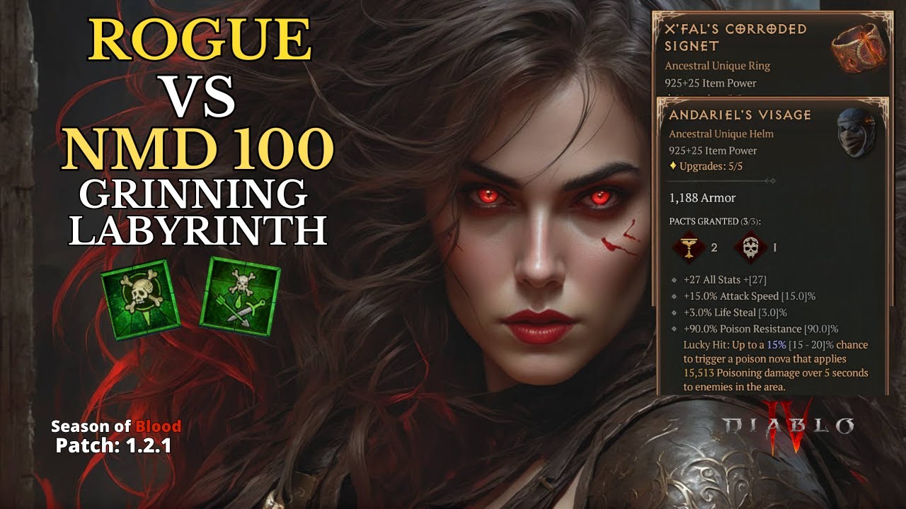 DIABLO 4 | NMD T100 Grinning Labyrinth | TB Poison Rogue | S2 - YouTube