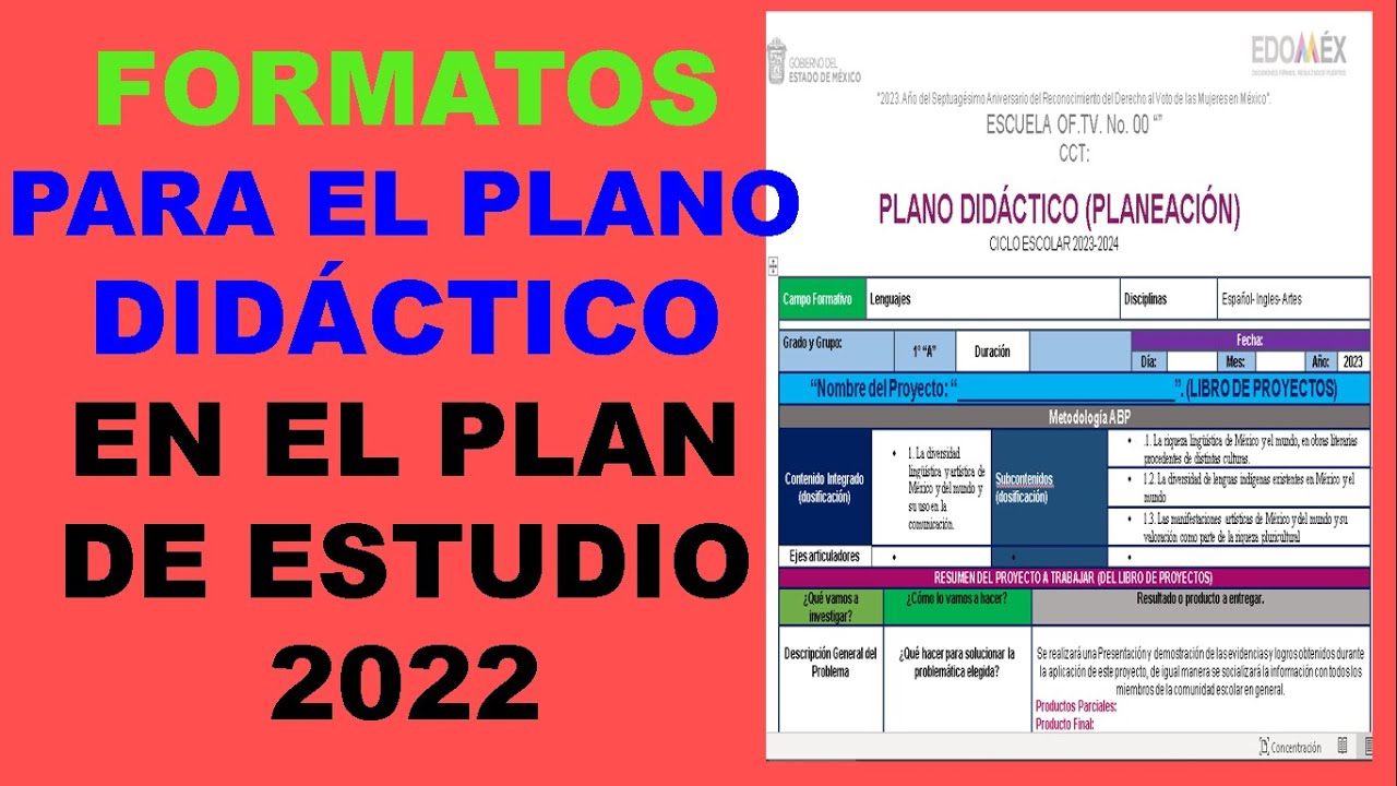 FORMATOS PARA EL PLANO DIDÁCTICO EN EL PLAN DE ESTUDIO 2022. - YouTube