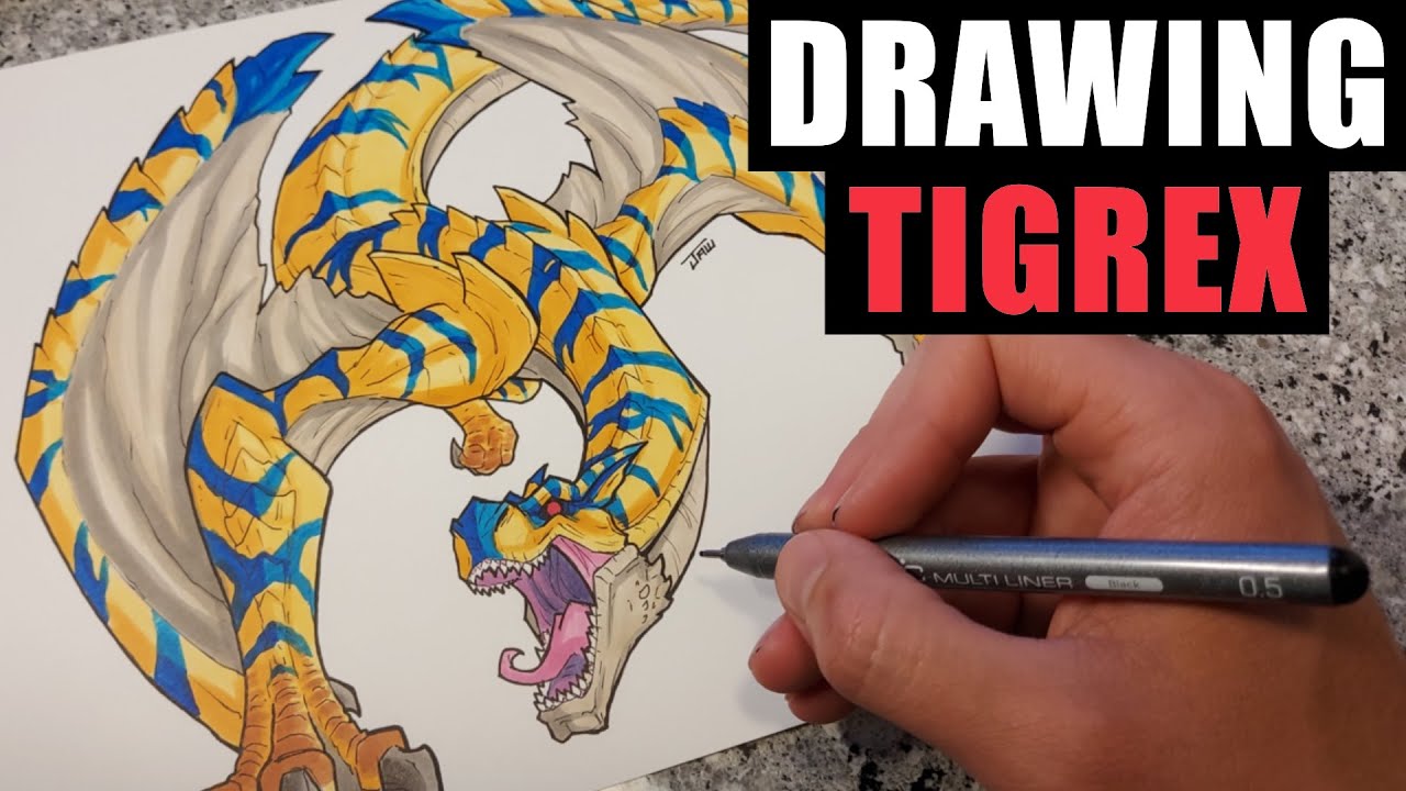Let's Draw TIGREX From Monster Hunter Using Copic Markers! - YouTube