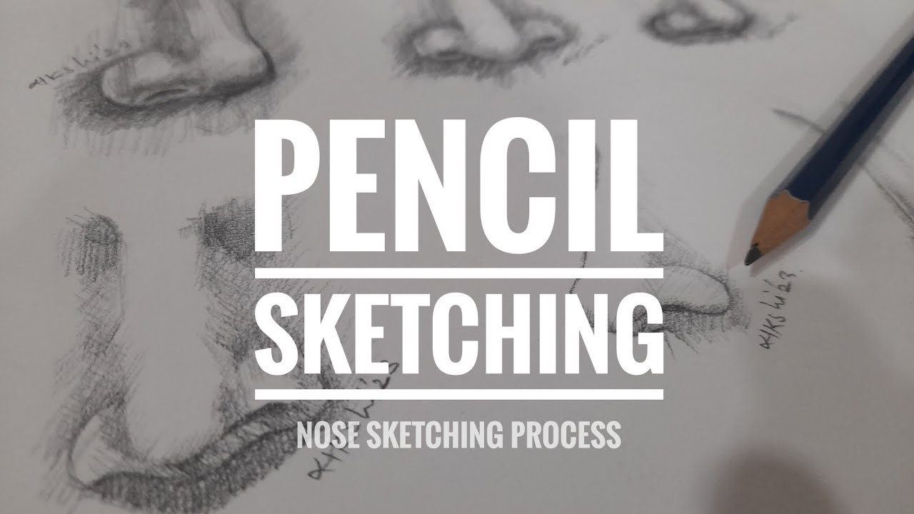 how to sketch nose without blending | nose sketching/shading process ...