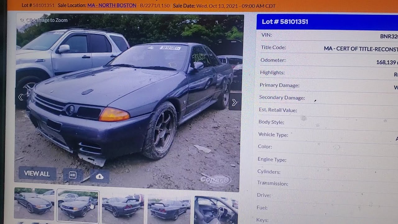 Salvage R32 Skyline GTR at auction - YouTube