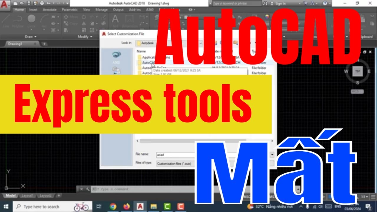 Lấy lại công cụ Express tools trên menu bar trong AutoCAD rất đơn giản ...
