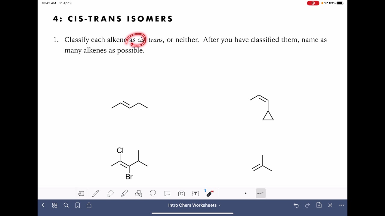 13a: Classifying alkenes as cis or trans - YouTube