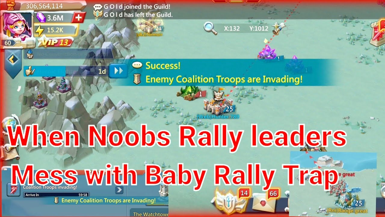 when Noob rally leads attack Baby rally trap - lords mobile - YouTube