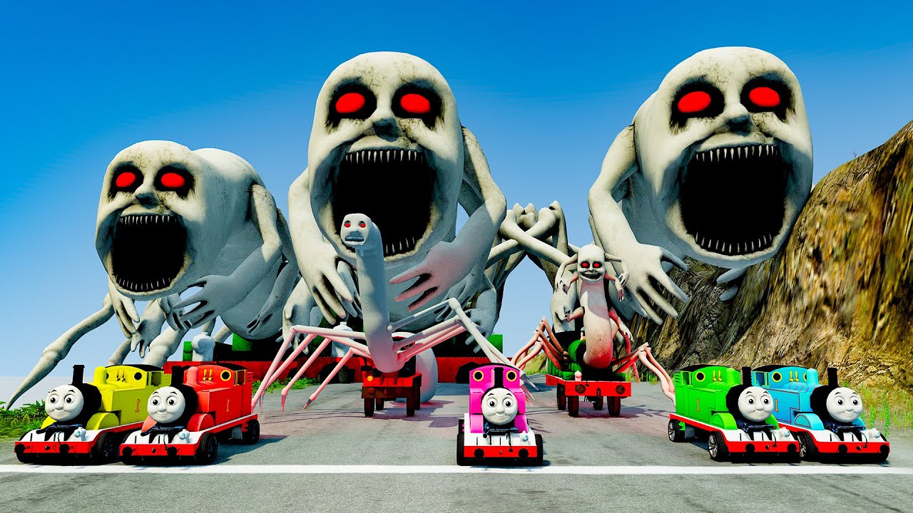 Thomas the Tank Engine Big & Small vs DOWN OF DEATH WITH CURSED THOMAS ...