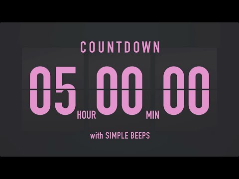 5 Hour Countdown Timer ⏳ Flip Clock with Simple Beeps 💕🖤
