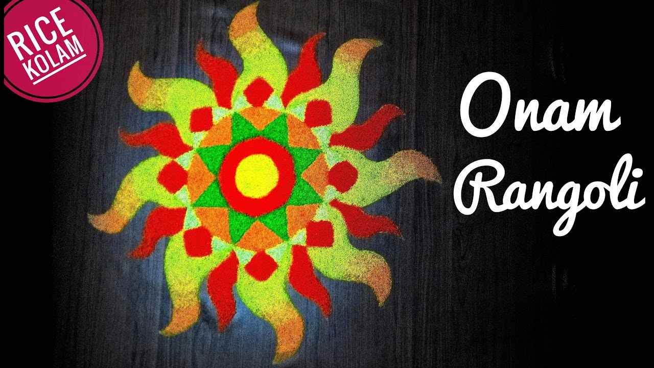 Special Onam rangoli using rice | Rice kolam | rangoli for festivals ...