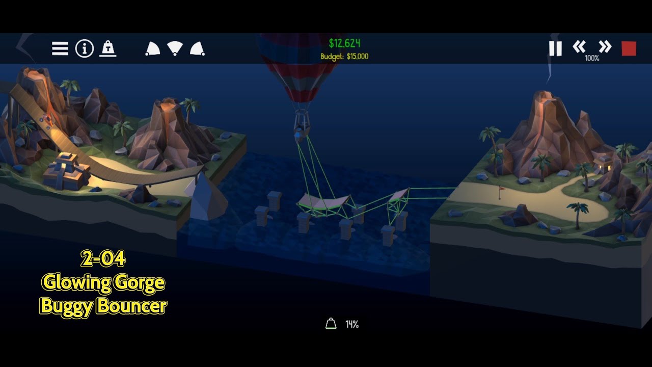 Poly Bridge 2 - Glowing Gorge - Buggy Bouncer (2-04) - YouTube