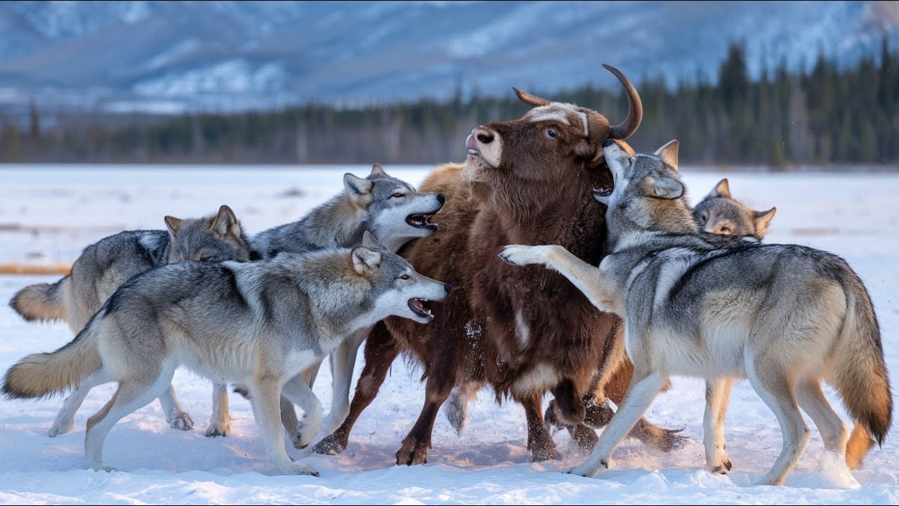 Epic Battle Wolves vs Wild Oxen in 4K 2024 11 11 - YouTube