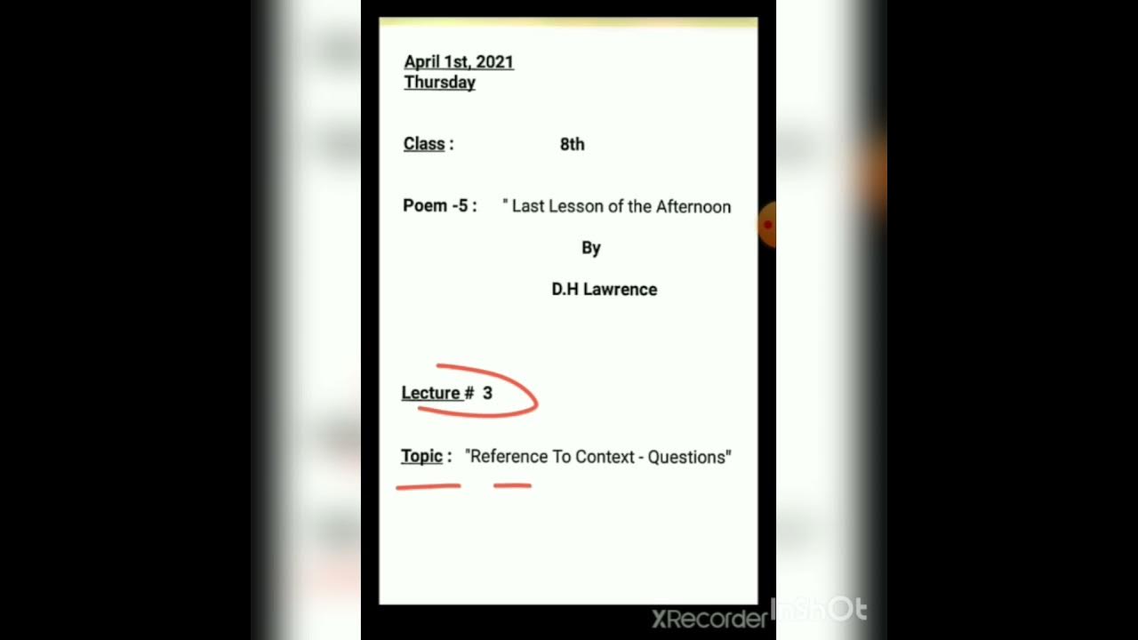 Class 8 English Poem 5 lec 3 part 1 Last Lesson Of The Afternoon class-8-english-poem-5-lec-3-part-1-last-lesson-of-the-afternoon
