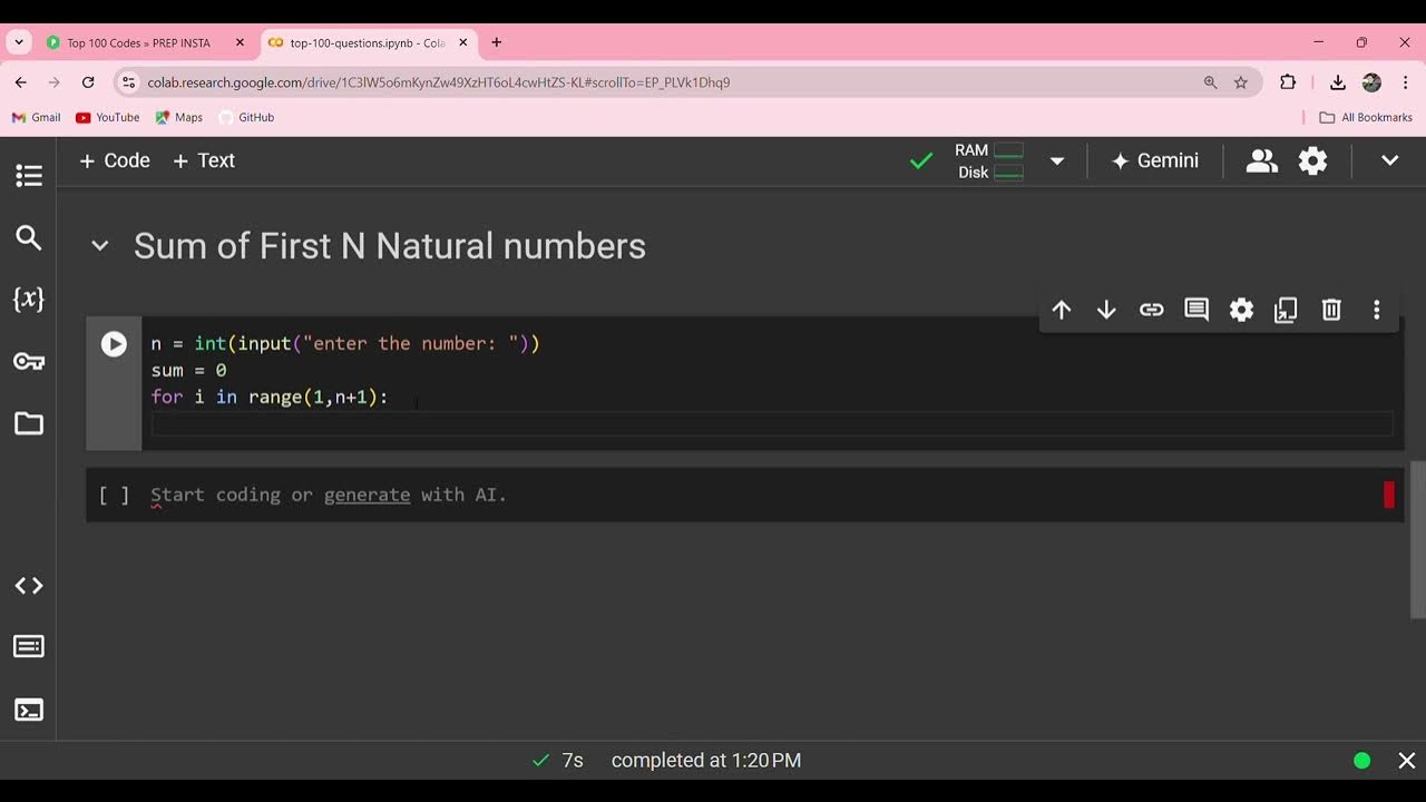 #3 Sum of First N Natural numbers | PrepInsta Top 100 Python Solutions ...