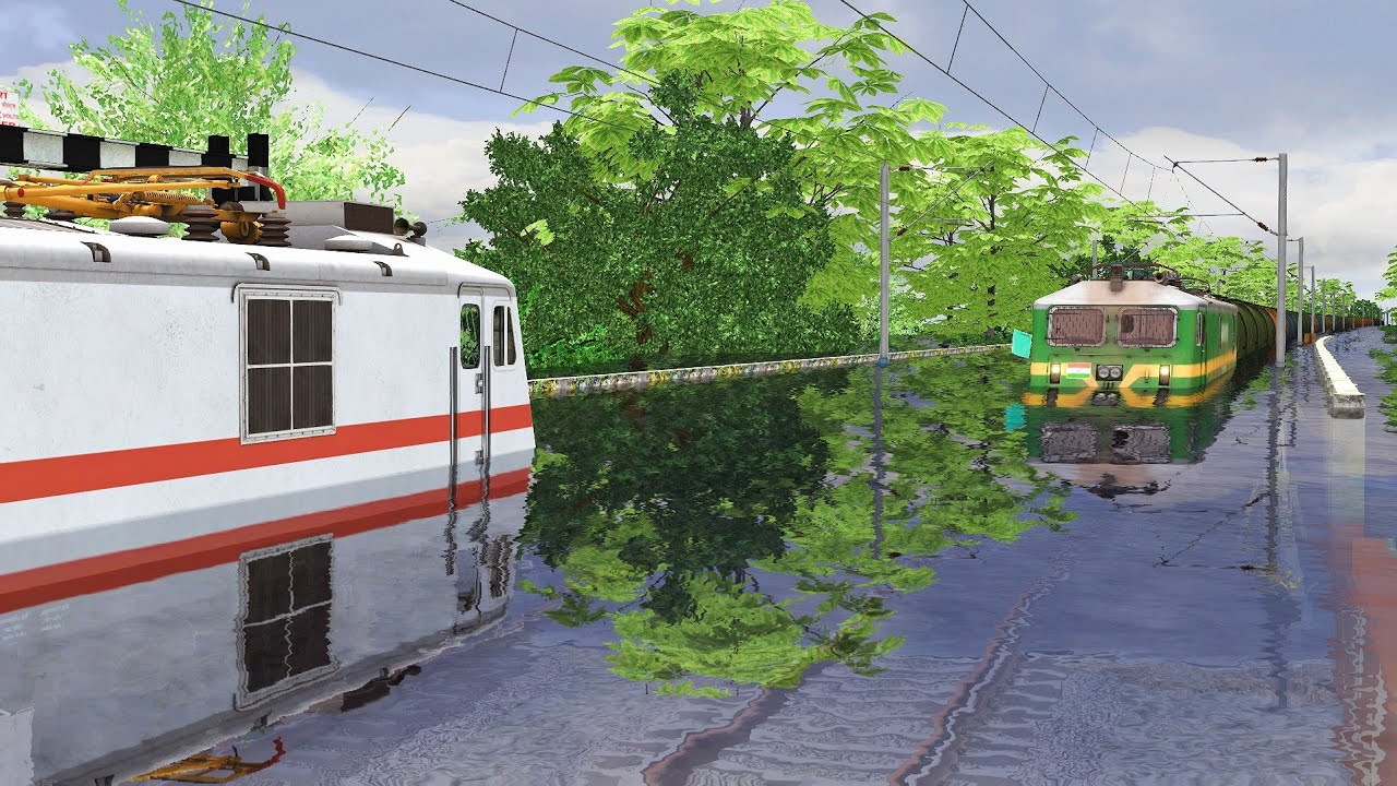 Dangerous Flooded Railroad Track | Train vs Deep Water – Train ...