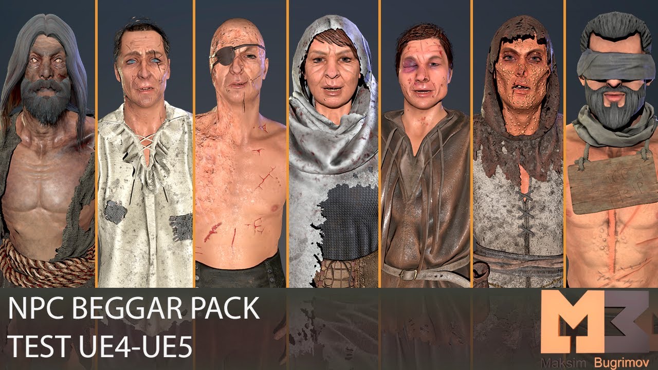 NPC Beggar Pack Test Epic Skeleton In UE4-UE5 - YouTube