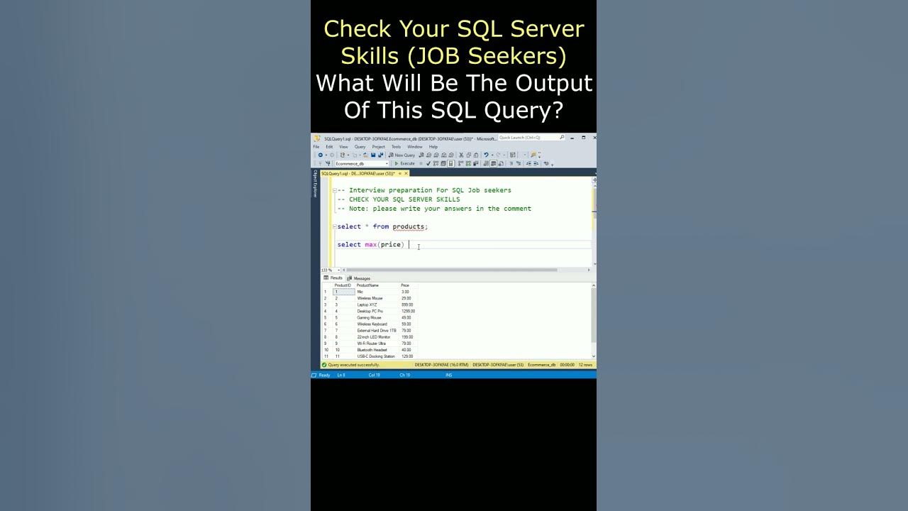 Sql Interview Questions And Answers Max Aggregate Function With Subquery Sqlinterviewquestions