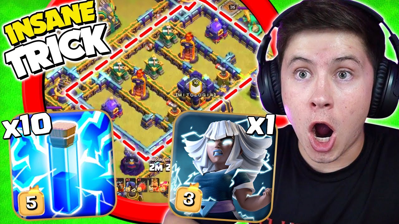 Synthe CRAZY 10 ZAP Attack Demolishes BASE (Clash of Clans) - YouTube