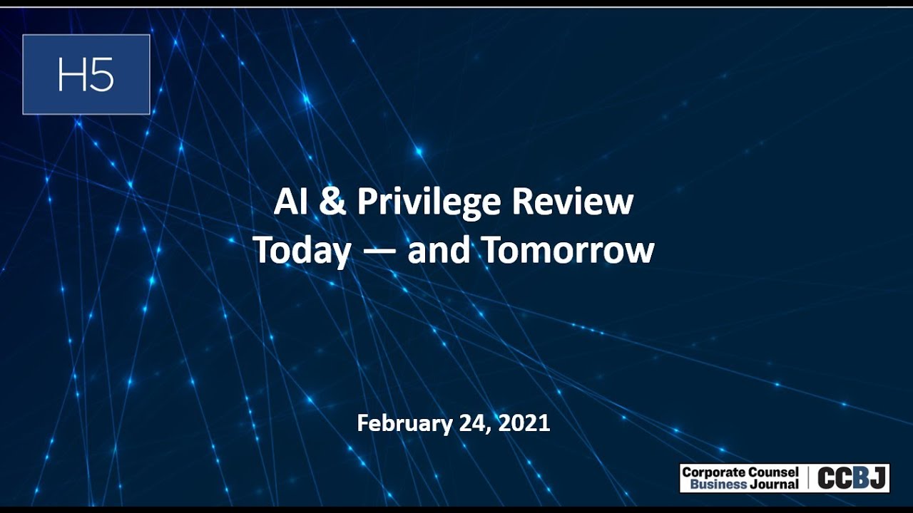 AI & Privilege Review, Today--and Tomorrow - YouTube