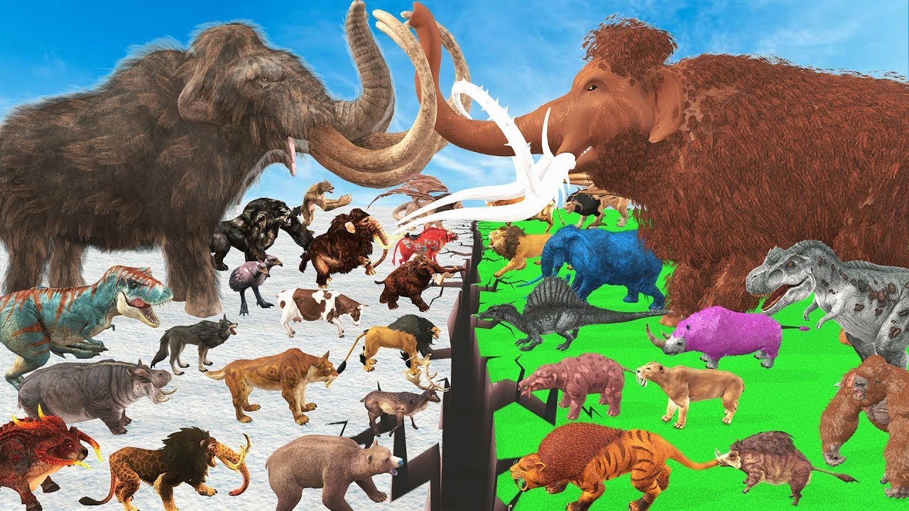 Prehistoric Animals Epic Battle Mammals Mammoth Vs Mastodon Mammoth ...