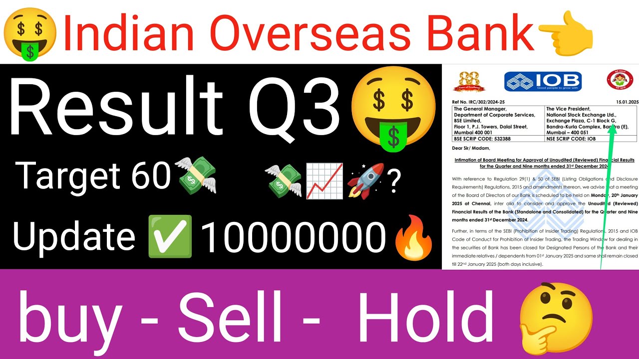 Indian Overseas Bank stock latest update Result Q3 & Target 60🚀 ...