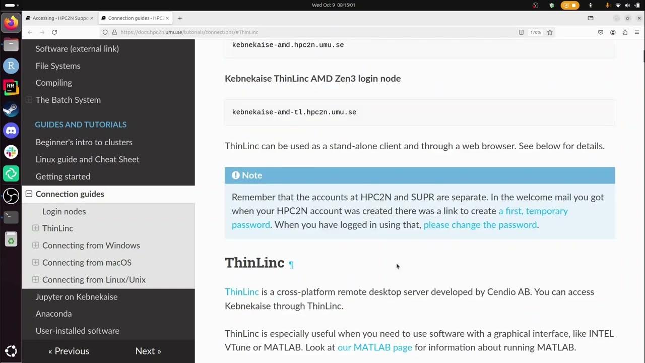 Log in to Kebnekaise's remote desktop environment using a local ThinLinc client - YouTube
