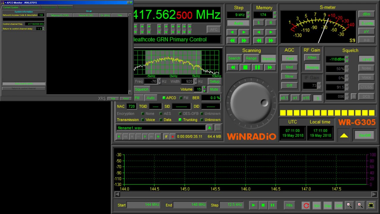 2018-05-19 - 0710 UTC (1710 AEST) - Demo of Winradio G305e + Advanced ...