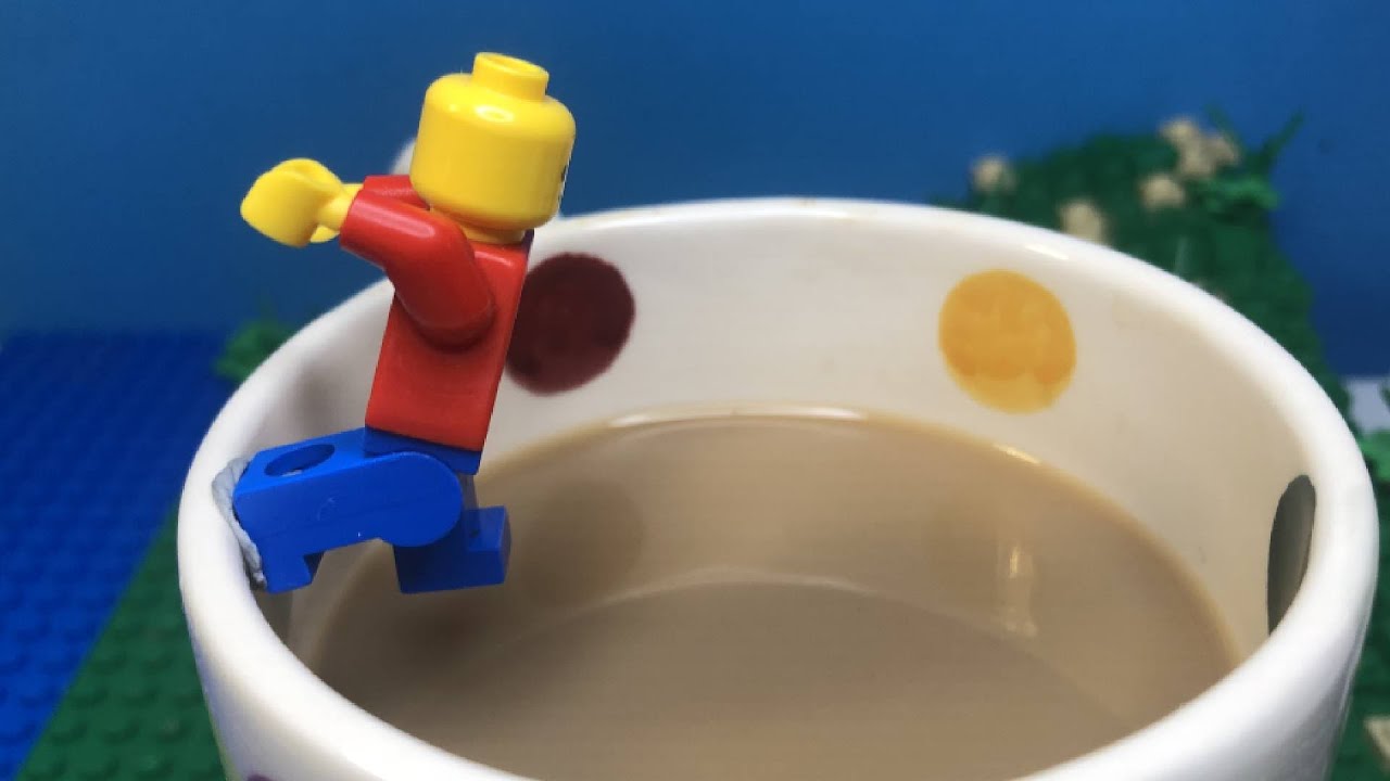 lego man falls into coffee - YouTube